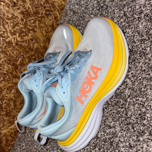Hoka | Shoes | Hoka Womens Light Blue And Yellow Running Shoes | Poshmark